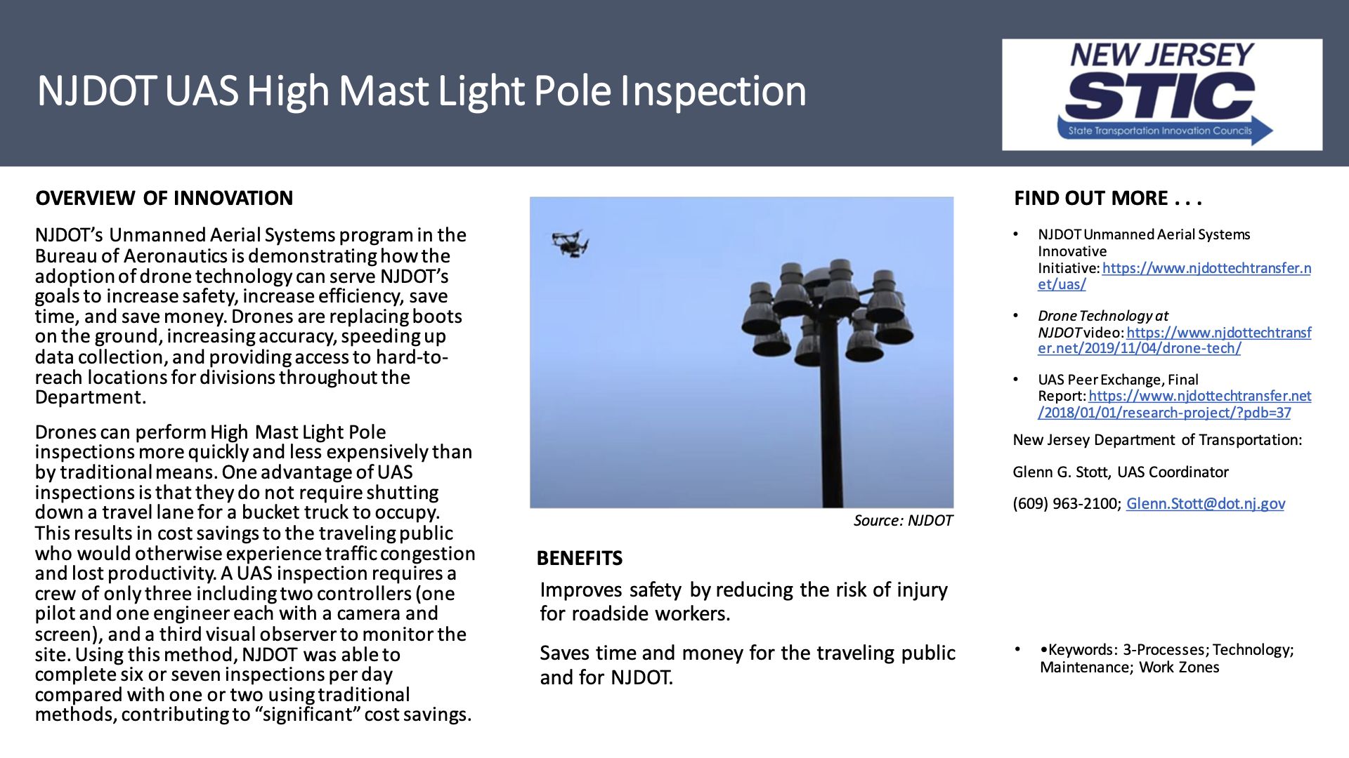 NJDOT UAS High Mast Light Pole Inspection - NJDOT Technology Transfer